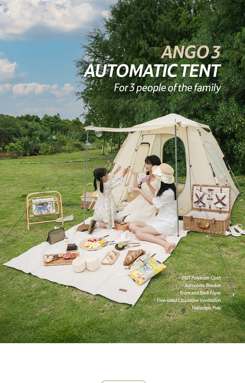 Ango 3 Person Automatic Pop Up Tent – www.naturehikeoman.com