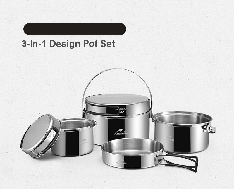 3-in-1 Stainless Steel Kettle & Pot Set – www.naturehikeoman.com
