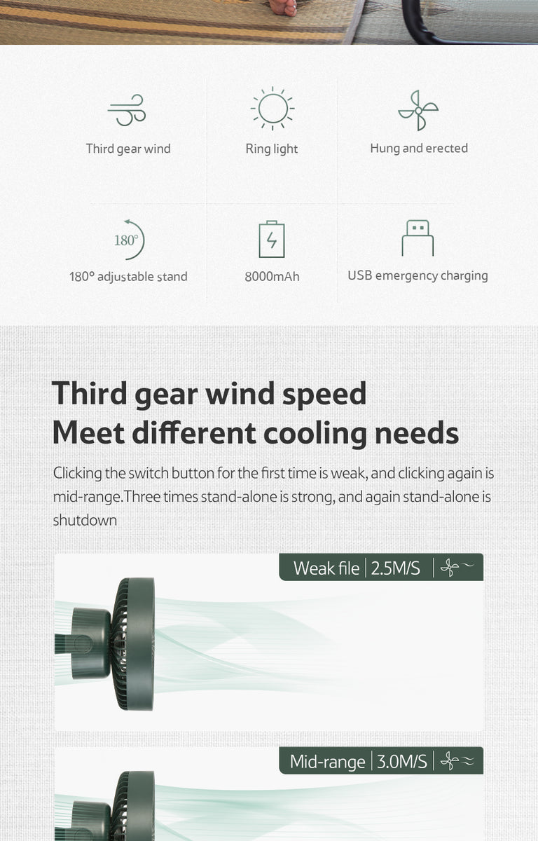 Ultralight USB Charging Fan with ring light – www.naturehikeoman.com